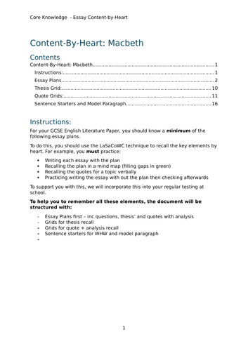 Macbeth GCSE Key Quotes, Analysis, Essay Plans | Teaching Resources