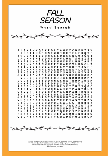 Fall Fun Word Search Pack for Kids | Teaching Resources