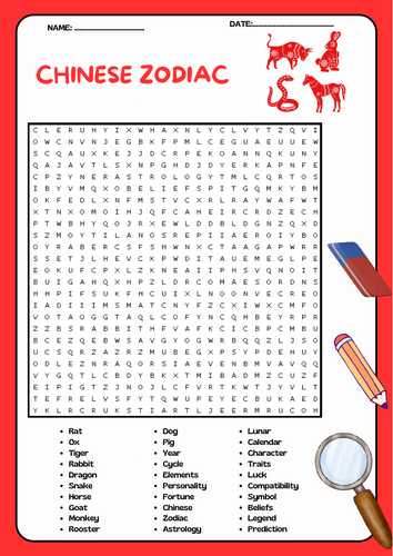 Chinese Zodiac Word Search Activity Puzzle | Teaching Resources