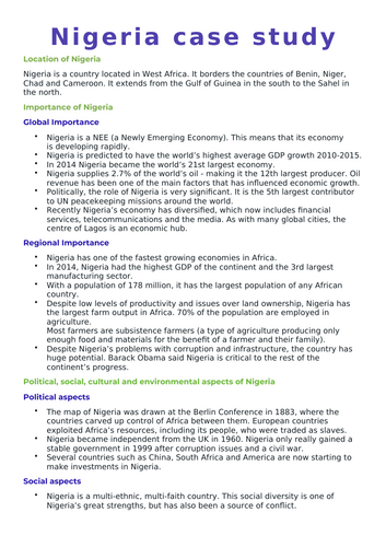 Nigeria Case Study Reading and Questions | Teaching Resources