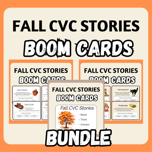 Fall CVC Decodable Short Stories BOOM Cards™ Bundle | Teaching Resources