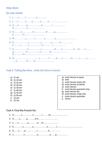 Scaffolding sheet for lesson QU’EST-CE QU’ON VA FAIRE? | Teaching Resources