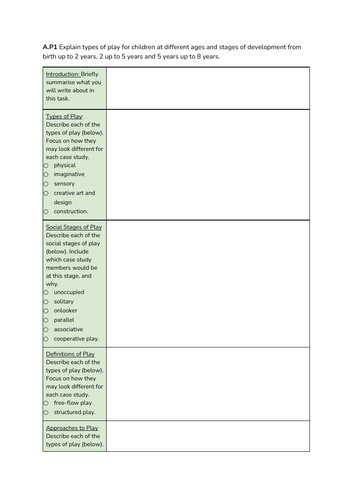 BTEC AAQ Early Childhood Development - Unit 3 - Task Guidance ...