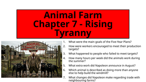 Animal Farm - Chapter 7 (Rising Tyranny) | Teaching Resources