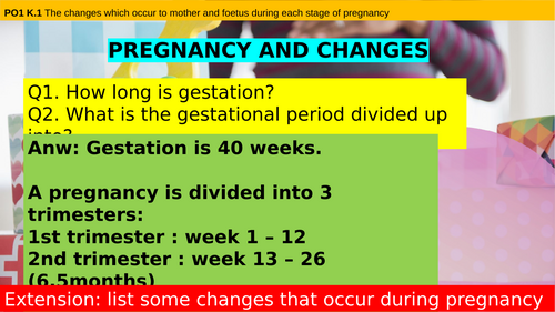 T level health specialism Midwifery lesson PO1 K.1 The changes which ...