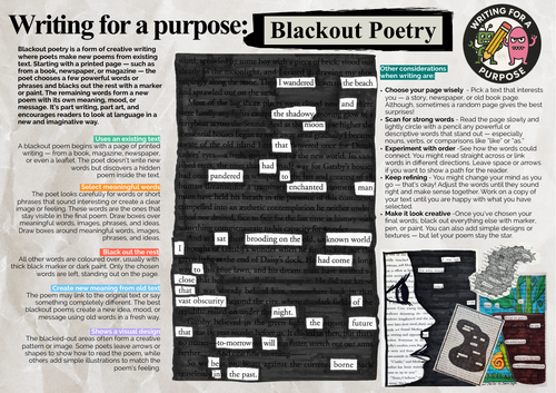 Writing for a Purpose: Blackout Poetry KS2+ | Teaching Resources
