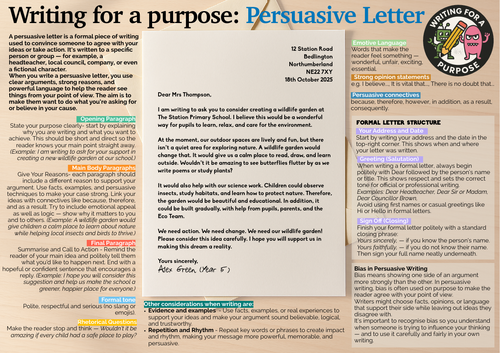 Writing for a Purpose: Persuasive Letter KS2+ | Teaching Resources