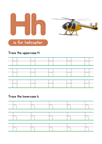 Letter H Tracing Worksheet, Alphabet Handwriting Practice, 6 pages ...
