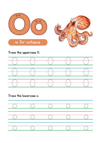 Letter O Tracing Worksheet, Alphabet Handwriting Practice, 6 pages ...