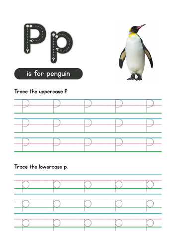 Letter P Tracing Worksheet, Alphabet Handwriting Practice, 6 pages ...