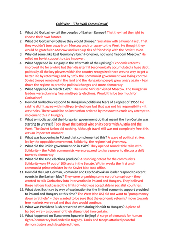 Questions and Answers to Correspond with 24 Part Cold War Documentary ...
