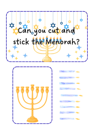 Hanukkah - Cut and Stick Menorah | Teaching Resources