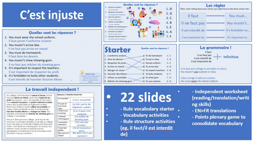 2026 French AQA GCSE Module 3.2 - C'est injuste | Teaching Resources