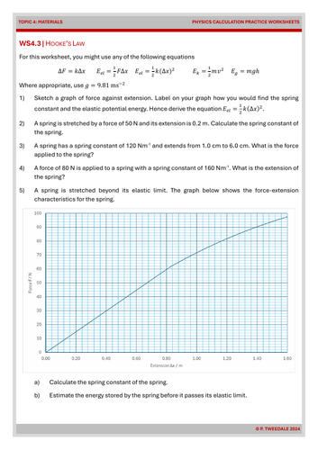 Edexcel A Level Physics - Materials Worksheets | Teaching Resources