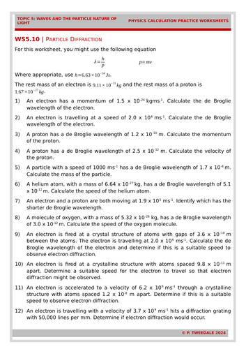 Edexcel A Level Physics - Quantum Worksheets | Teaching Resources