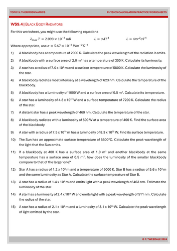 Edexcel A Level Physics - Thermodynamics Worksheets | Teaching Resources