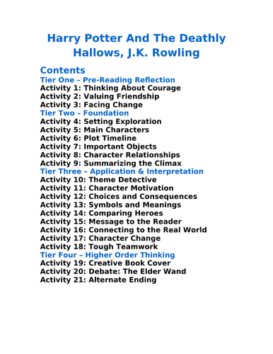 Harry Potter And The Deathly Hallows Jk Rowling - 20 Differentiated ...