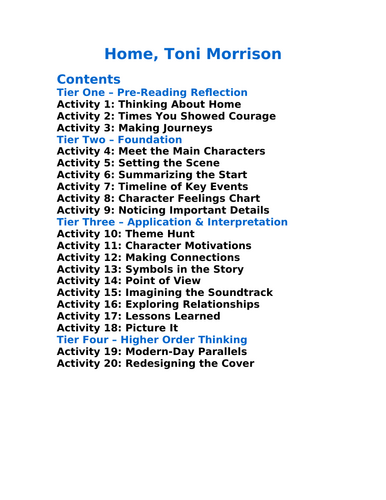 Home Toni Morrison - 20 Differentiated Activities | Teaching Resources
