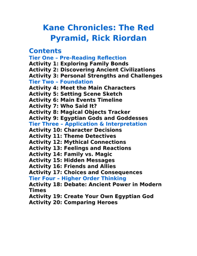 Kane Chronicles The Red Pyramid Rick Riordan - 20 Differentiated ...