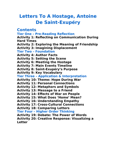 Letters To A Hostage Antoine De Saint-Exupéry - 20 Differentiated ...