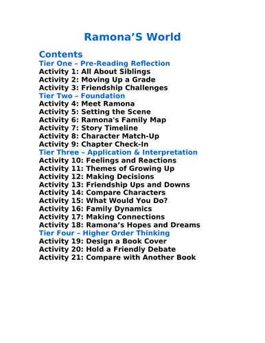 Ramonas World - 20 Differentiated Activities | Teaching Resources