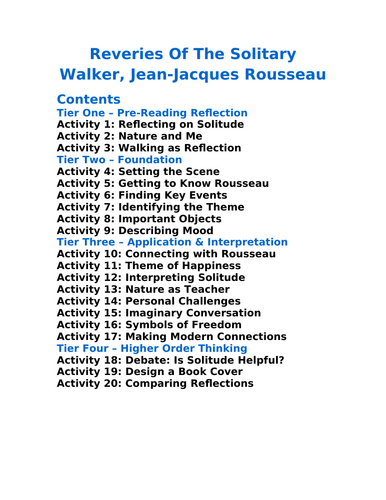Reveries Of The Solitary Walker Jean-Jacques Rousseau - 20 ...