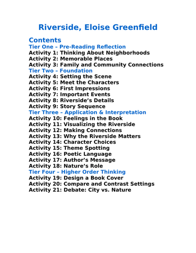 Riverside Eloise Greenfield - 20 Differentiated Activities | Teaching ...