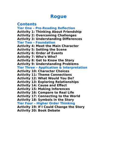 Rogue - 20 Differentiated Activities | Teaching Resources
