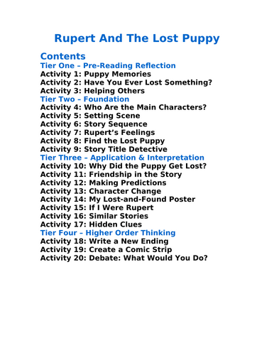 Rupert And The Lost Puppy - 20 Differentiated Activities | Teaching ...