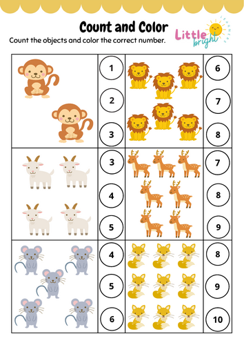 Counting & Colouring Maths Worksheet – EYFS / KS1 Early Maths Activity ...