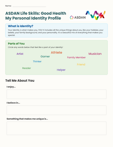 ASDAN Life Skills - Good Health - Personal Identity | Teaching Resources