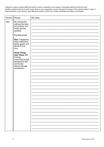 Cultural Context Structure Strip Scaffolded Essay Template with Prompts ...