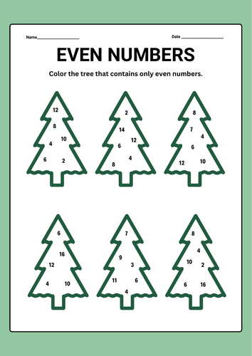 Christmas Tree Parity Challenge: Odd and Even Numbers | Teaching Resources