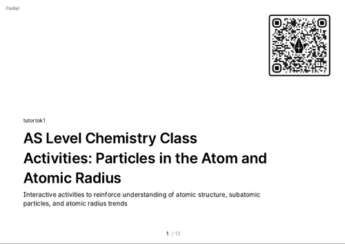 FREE AS Level Chemistry Activities - 1.1 Particles in the atom and ...