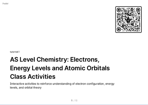 FREE Activities Cambridge AS Level Chemistry - 1.3 Electrons, energy ...