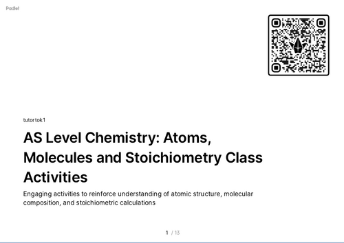 FREE Activities Cambridge AS Level Chemistry - Unit 2 Atoms, molecules ...