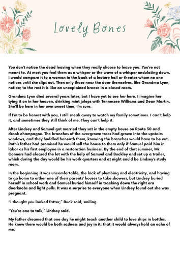 AQA English Language Paper 1, Question 4 – “The Lovely Bones” Extract ...