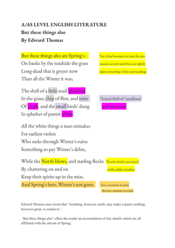 "But these things are also" by Edward Thomas: A/AS level English ...