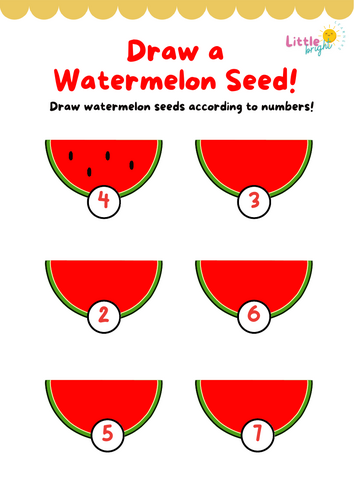 Watermelon Seed Counting & Drawing Worksheet – EYFS / KS1 Early Maths ...