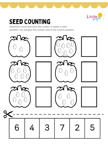 Pumpkin Seed Counting Worksheet – EYFS / KS1 Early Maths & Fine Motor ...