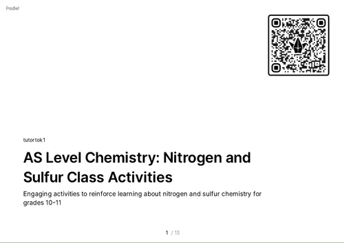 FREE Resources - AS Level Chemistry Cambridge - Unit 12 Nitrogen and ...