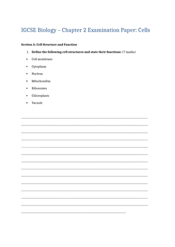 IGCSE_Biology_Chapter_2_Cells | Teaching Resources