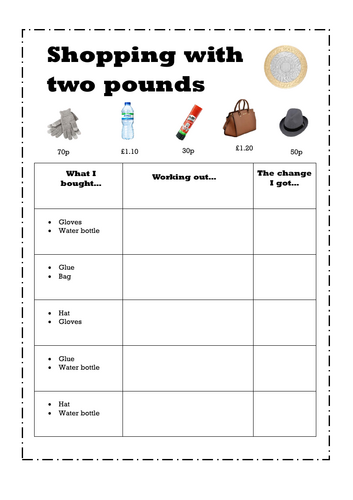 Adding and change from £2 - ks1/Lks2 money worksheets | Teaching Resources