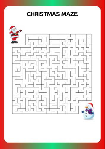 Christmas Maze Puzzle Worksheet Activity | Teaching Resources