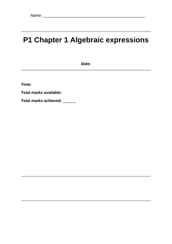 AS Pure 1 Chapter 1 Algebraic expressions | Teaching Resources