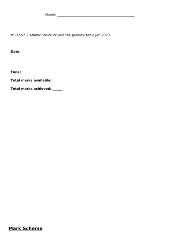 IAS TOPIC 2 Atomic structure and MS | Teaching Resources