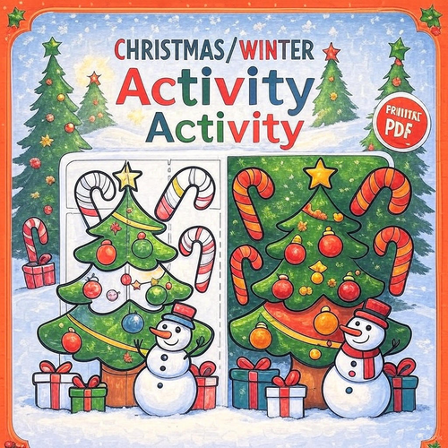 Christmas Tree & Snowman Collaborative Art Poster • Printable PDF ...