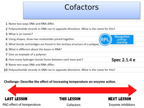 Cofactors- A-level Biology OCR A (Module 1) | Teaching Resources