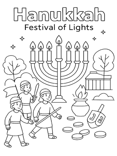 Hanukkah (Festival of Lights) Coloring Picture | Teaching Resources