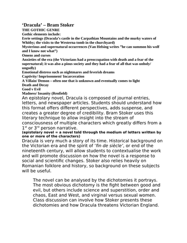 Advanced Level English Literature exam questions Bram Stoker's "Dracula ...